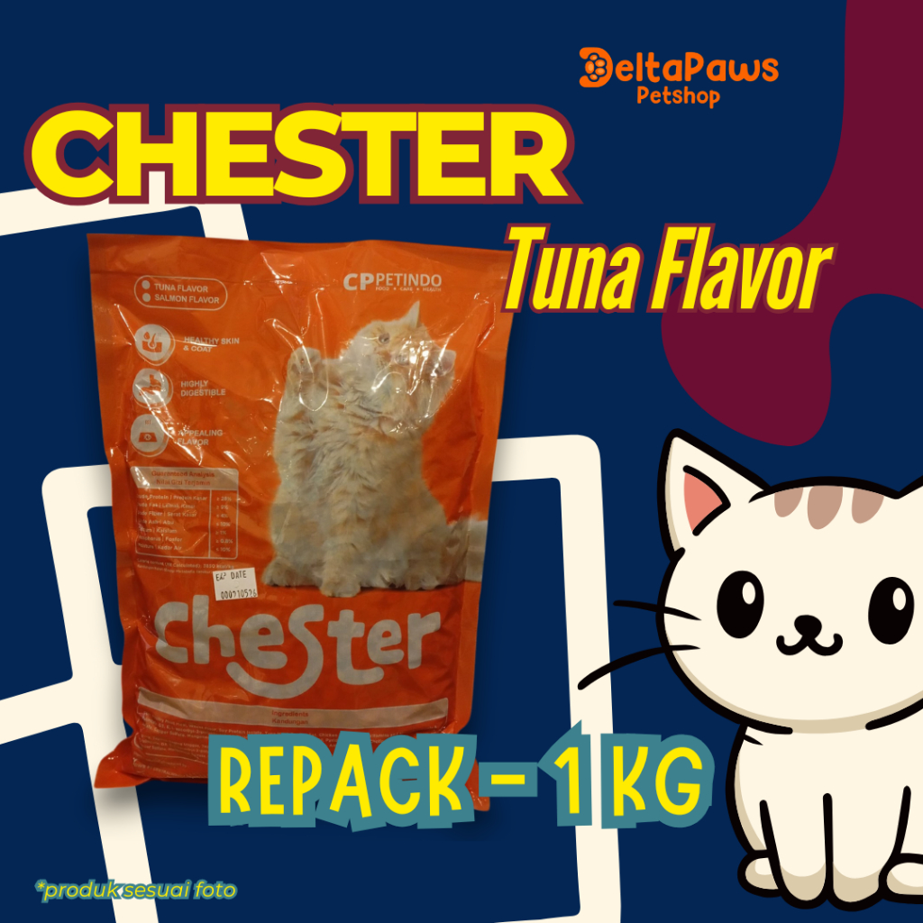Jual CHESTER CATFOOD TUNA FLAVOR 1 KG (REPACK)/Makanan kering Chester ...