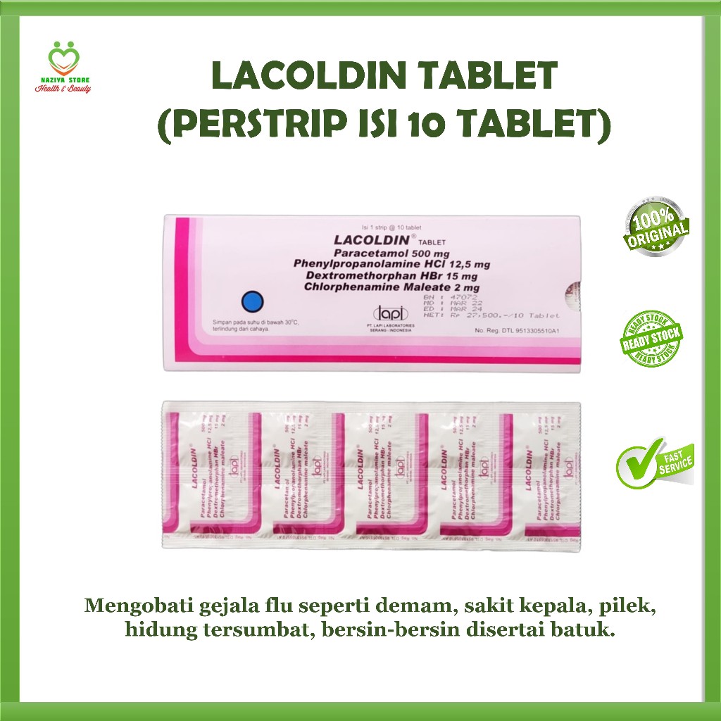 Jual LACOLDIN TABLET Isi 10 Tablet Perstrip - Flu - Batuk - Demam ...