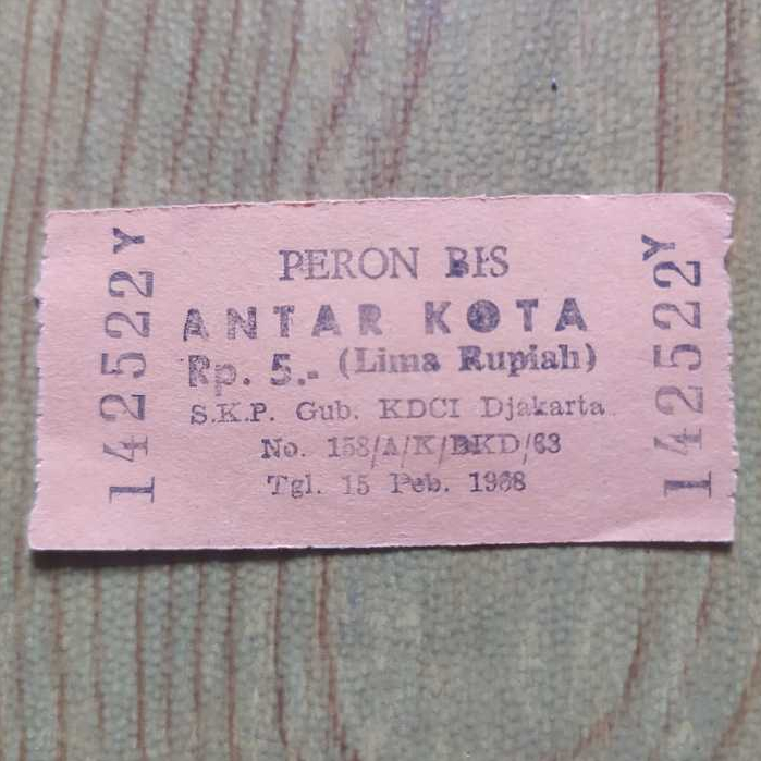 Jual KARCIS PERON BIS ANTAR KOTA TAHUN 1968 ( KOLEKSI KARCIS JADUL ...