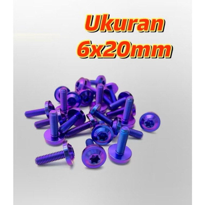 Jual BAUT DRAT 10 PROBOLT TITANIUM GR5 M6x20 PANJANG 2 CM PAYUNG BIG HEAD TITANIUM | Shopee ...