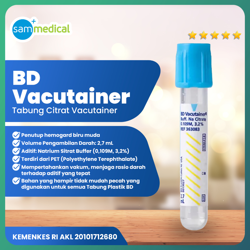 Jual BD Vacutainer Sodium Citrat 2.7 mL / Blood Collection Tube Sodium ...