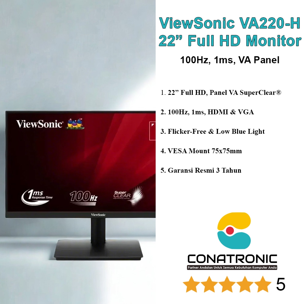 Jual ViewSonic VA220-H 22” Full HD Monitor – 100Hz, 1ms, VA Panel ...