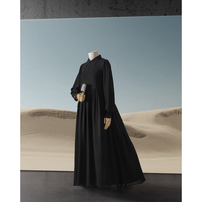 Jual SAHAABA Altair DRESS JETBLACK PREMIUM HITAM POLOS SYARI | Shopee ...