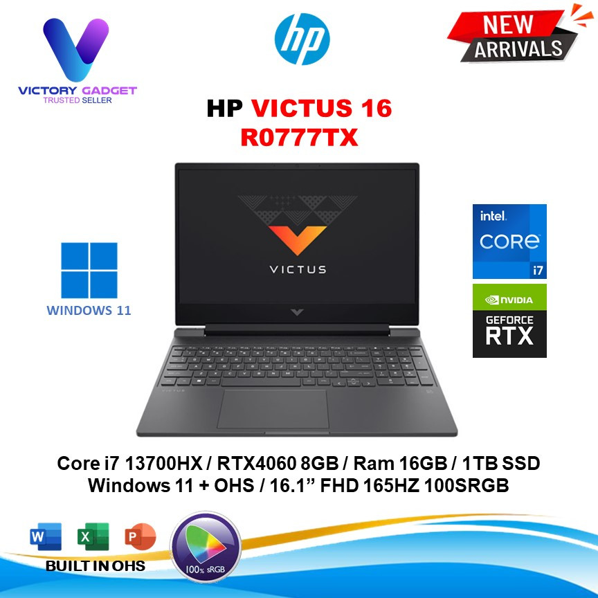 Jual HP Victus 16 R0777TX RTX4060 8GB i7 13700HX Ram 16GB 1TB SSD W11 ...