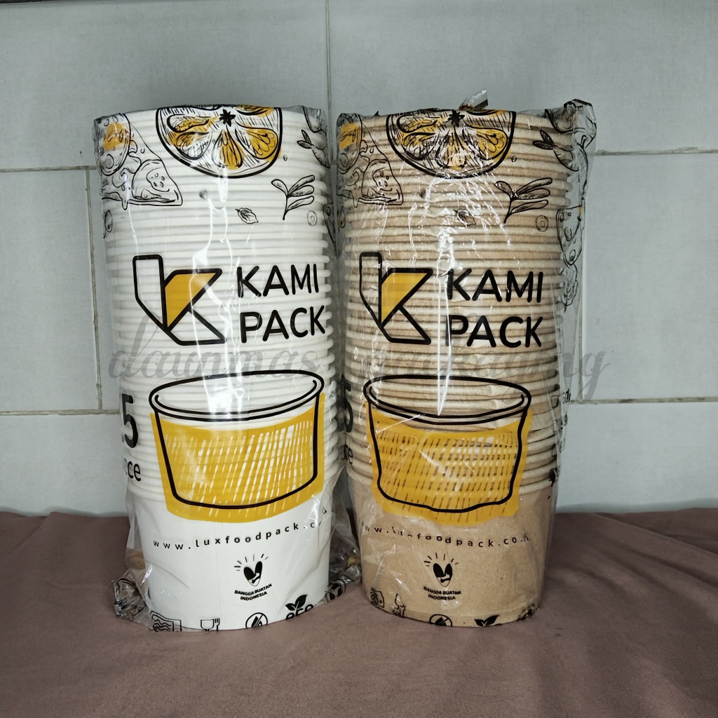 Jual Paper Bowl Kami Pack 800ml + Tutup Coklat Atau Putih Mangkok ...