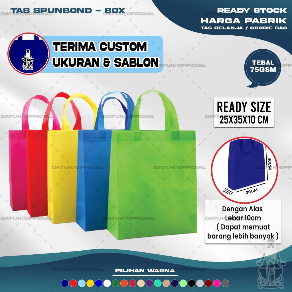 Jual Goodie Bag Tas Belanja Spunbond HBPA Kotak Box Ukuran 25x35x10 Kantong Kain Souvenir ...