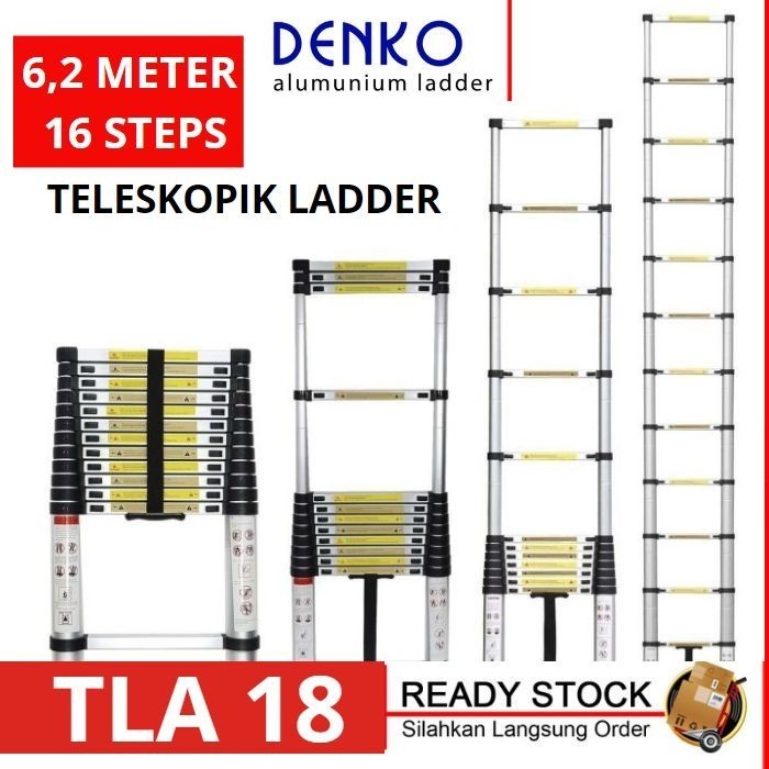 Jual TANGGA DENKO TLA 18 ALUMUNIUM SINGLE TELESKOPIK LADDER 6,2 M 16 ...