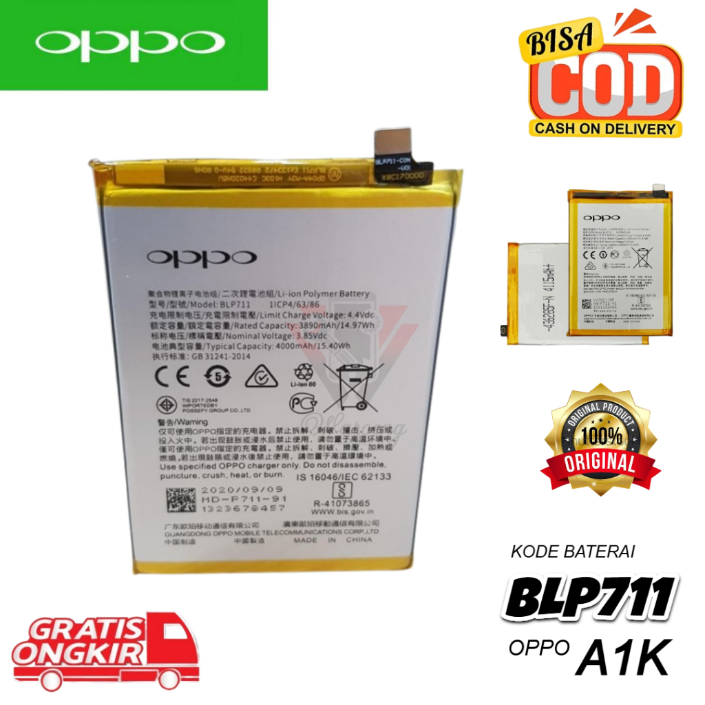 Jual Baterai Batre Oppo A1K BLP711 Original Batrei Batrai Hp Ori BLP ...