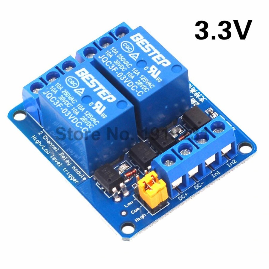 Jual Relay Module 3.3V 3V 2 Channel Dual Input High Low Trigger esp ...