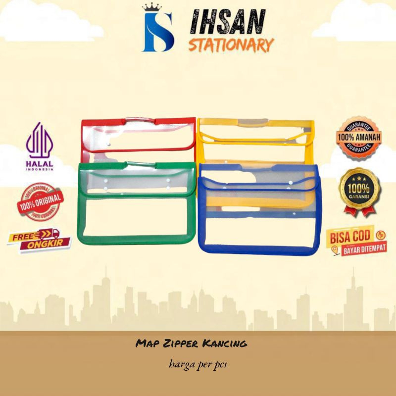 Jual Zipper Bag Kancing/Map Plastik Kancing Folio (1 Pcs) | Shopee ...