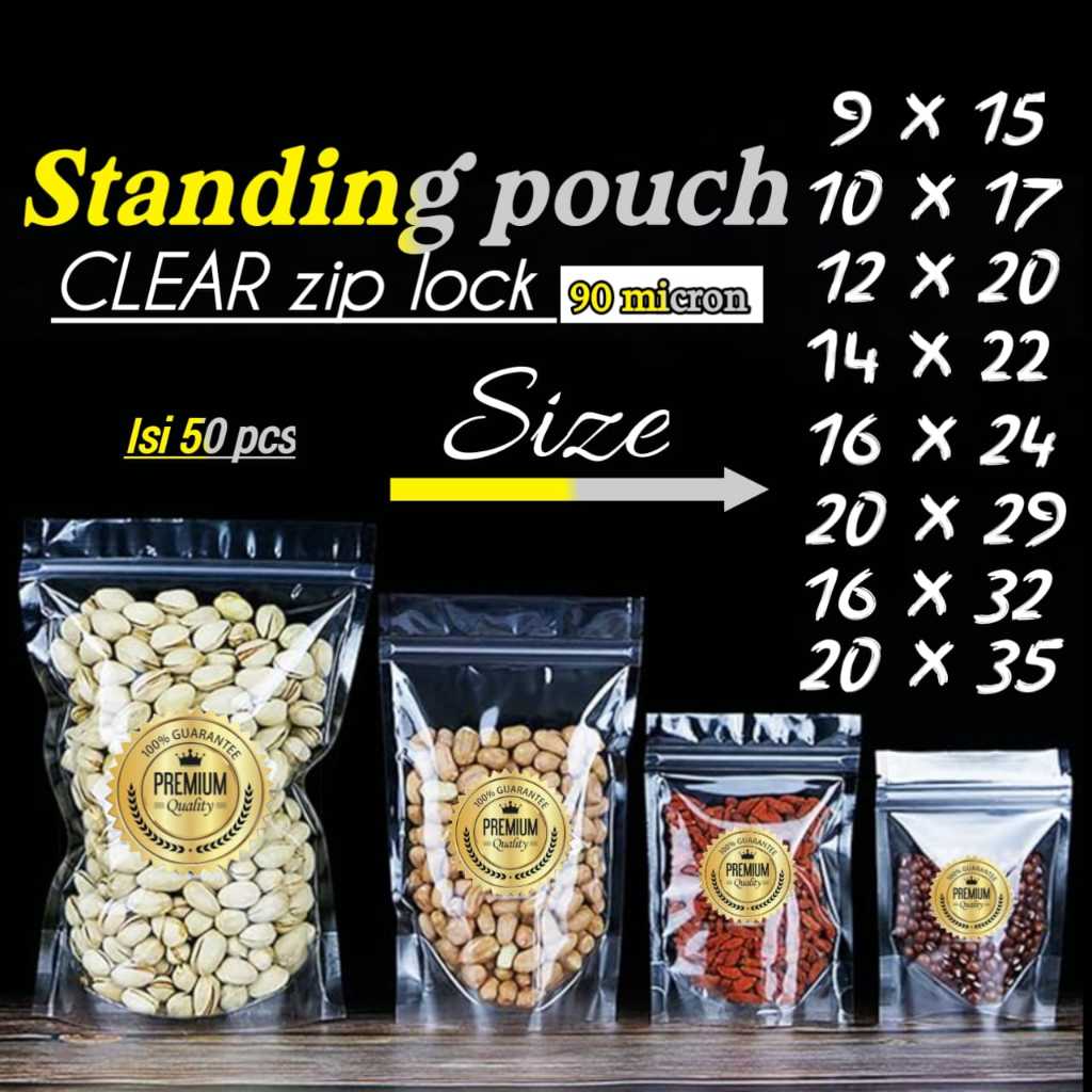 Jual Plastik Standing Pouch 20x35 - 16x32 - 20x29 - 16x24 - 14x22 ...