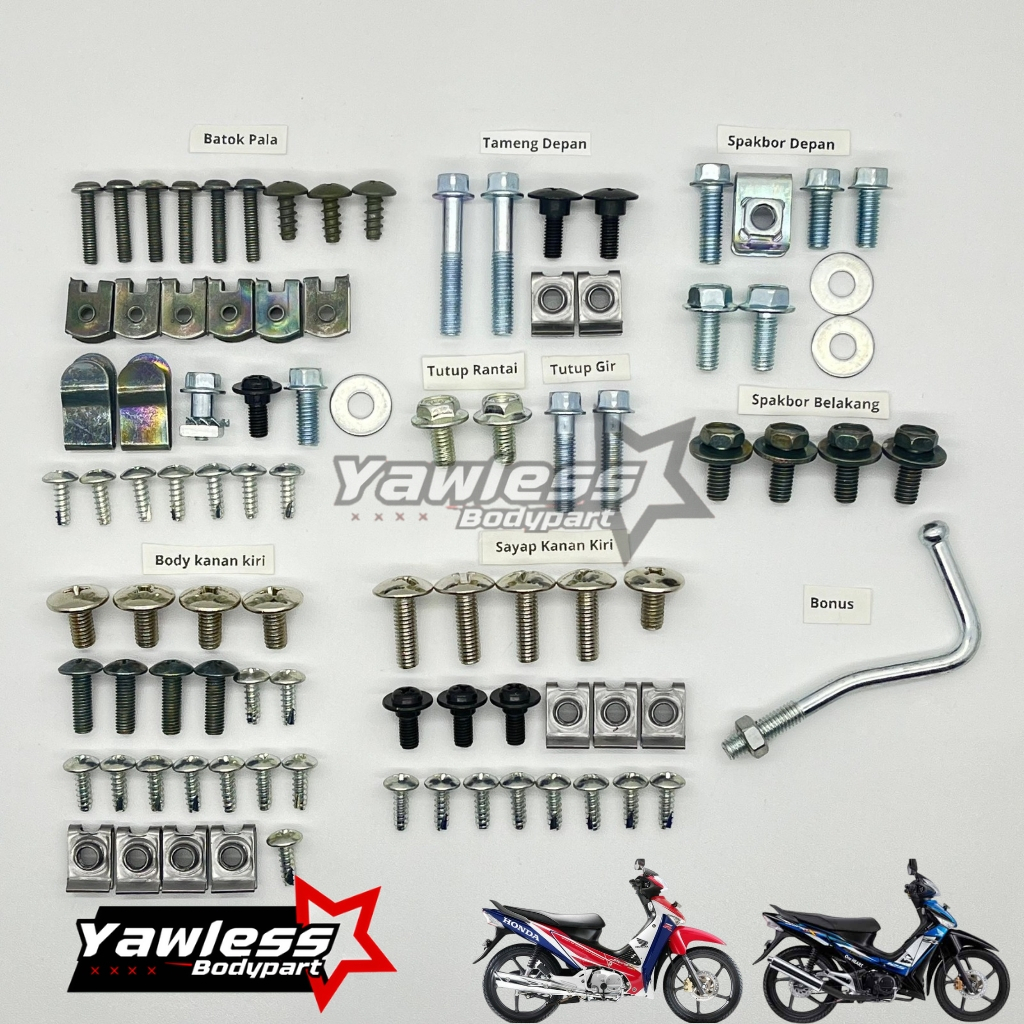 Jual Baut Body Supra X 125 / Baut Body motor Supra X 125 Lengkap/Baut ...