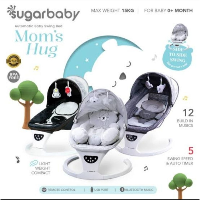Jual Sugar Baby Automatic baby swing bed Mom's Hug | Shopee Indonesia