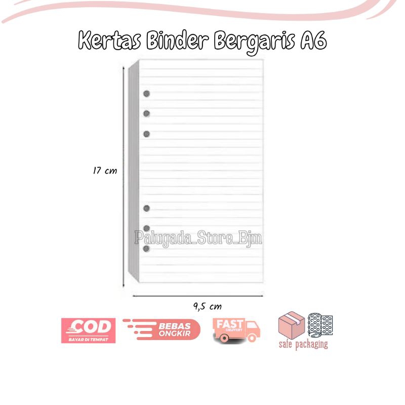 Jual Kertas Loose Leaf Bergaris Ukuran A6 Refill Binder 6 Lubang ...