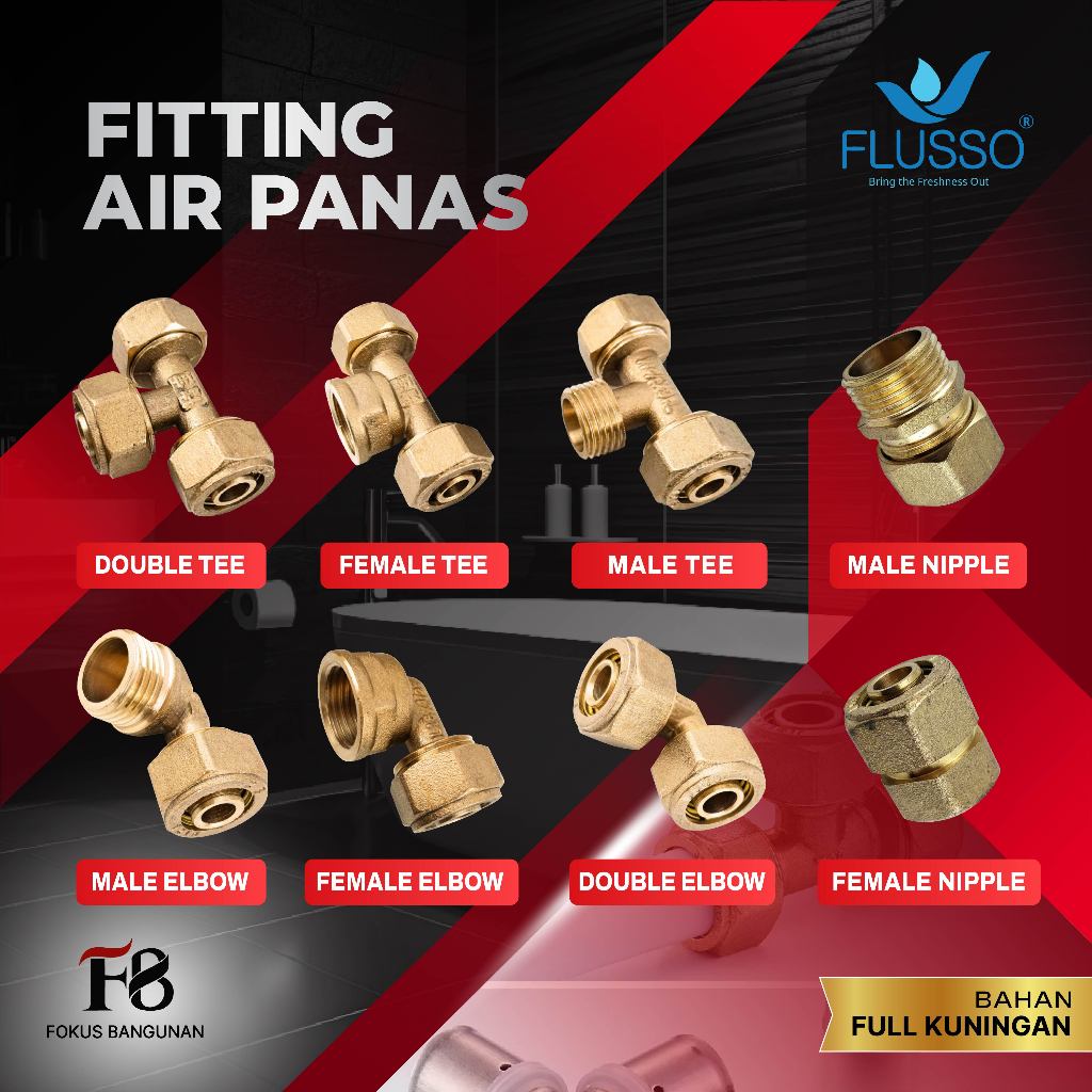 Jual Fitting Sambungan Selang Air Panas / Nepel Sambungan Pipa Water Heater Elbow Keni Tee Sock ...