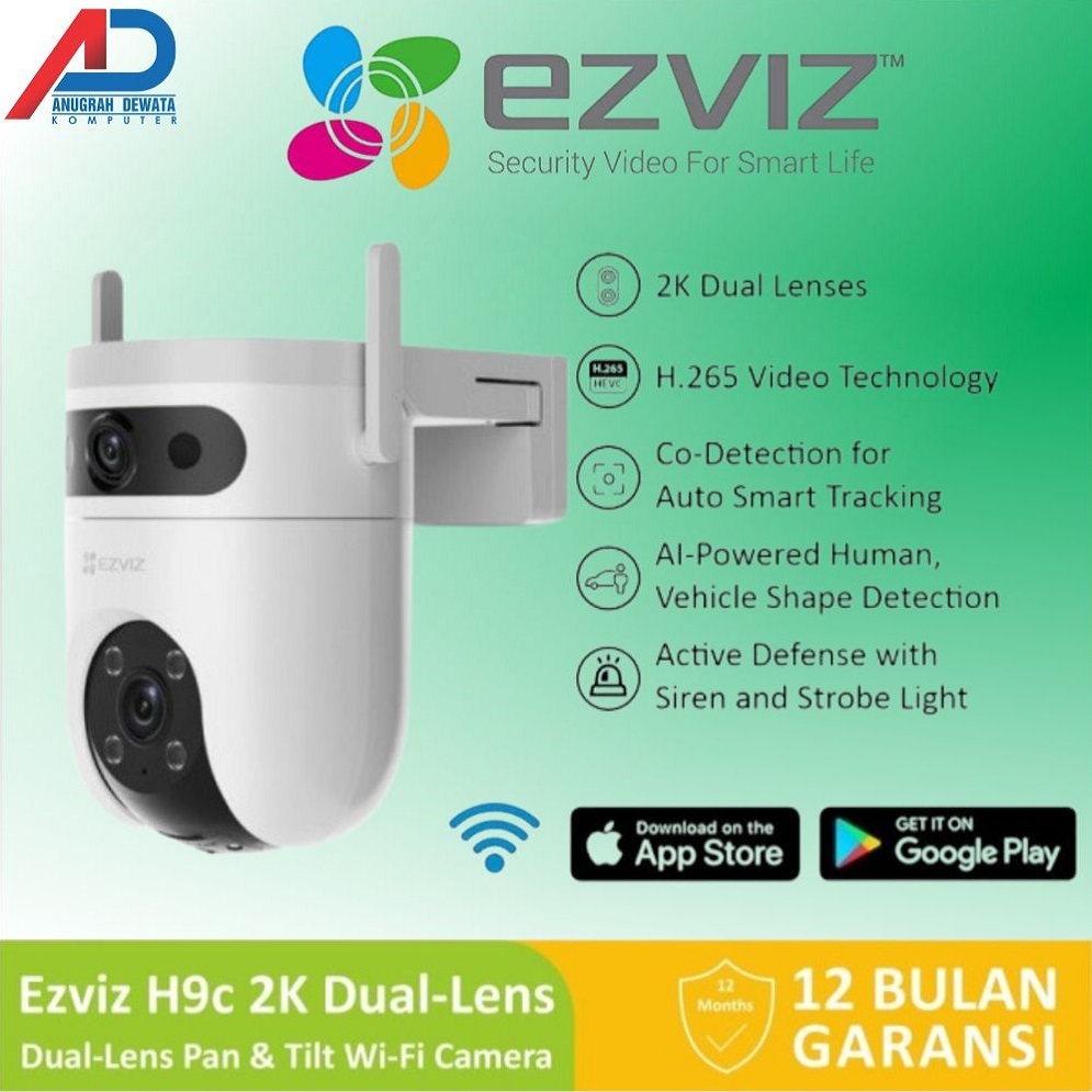 Jual EZVIZ H9C DUAL LENSA 2K 3MP+3MP Smart WIFI PTZ Wireless Camera ...