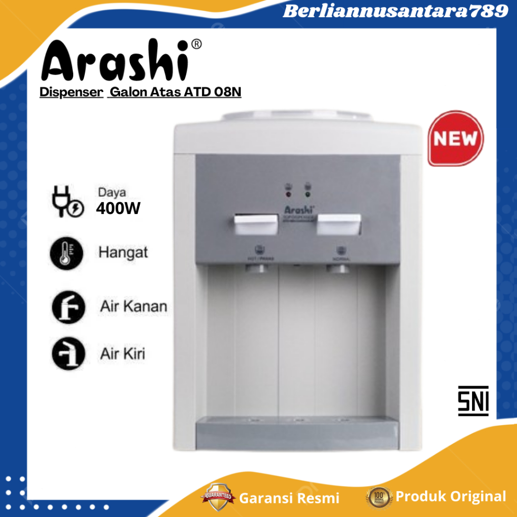 Jual ARASHI Dispenser Meja Air Galon Atas ATD 08N Normal Hot Warna Dark ...