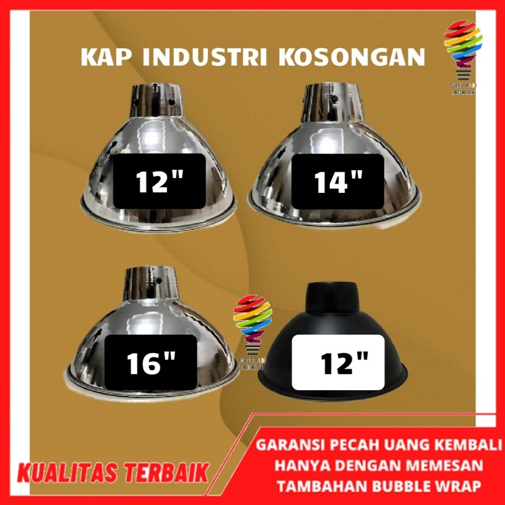 Jual STOK TERBATAS!!Kap Lampu Gantung Industri Kilap 30 cm Kap Industri Kosongan SIlver 12 14 16 ...