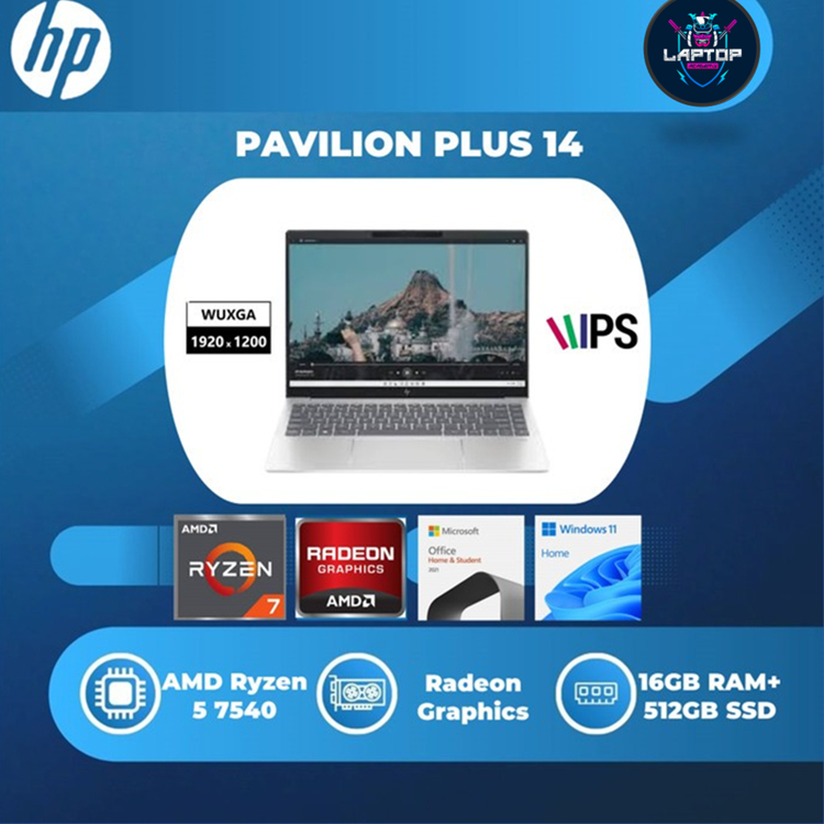 Jual HP PAVILION PLUS 14 RYZEN 5 7540 16GB 512GB W11+OHS 14.0 WUXGA ...