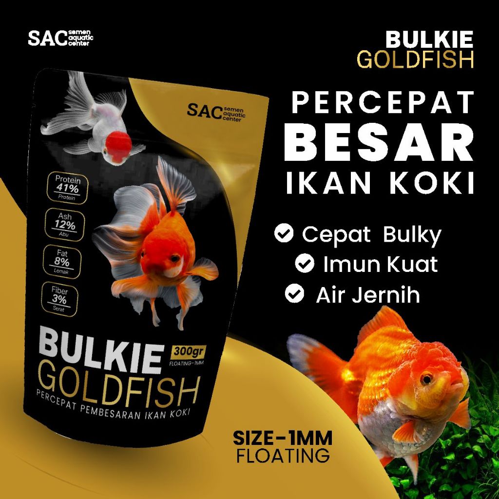 Jual Pelet Pakan Premium ikan Koki Bulkie Gold Fish untuk Pembesaran Growth 300gr 500gr | Shopee ...