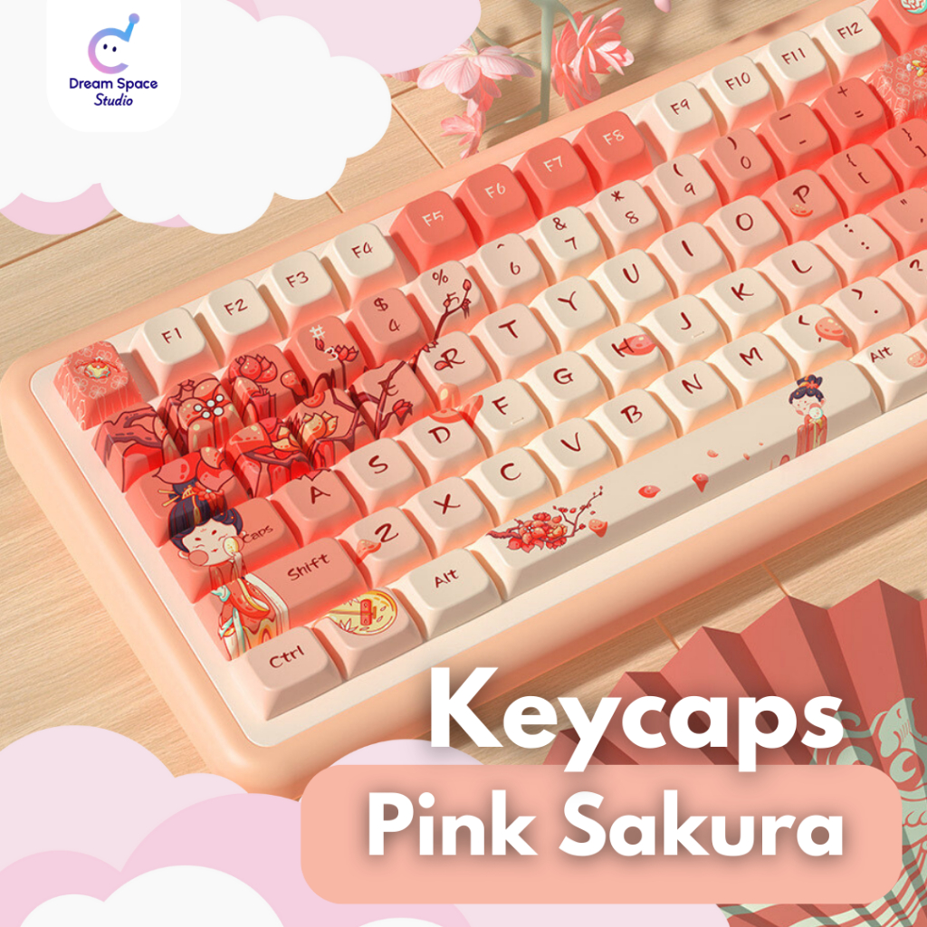 Jual Dreamspace Studio Keycaps Keyboard Pink Sakura theme 144 Keys ...