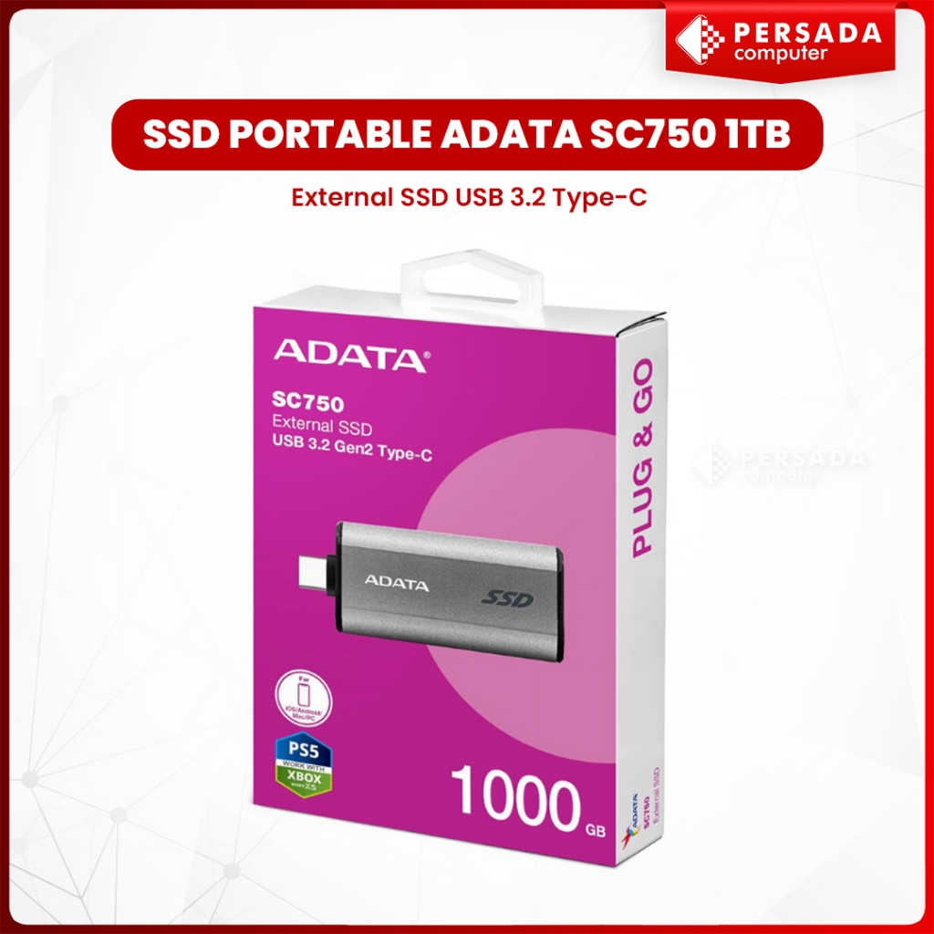 Jual SSD Portable ADATA SC750 1TB External SSD USB 3.2 Type-C | Shopee Indonesia