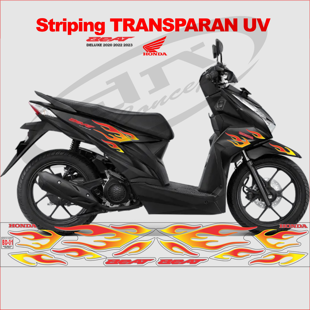 Jual Stiker Striping Transparan UV BEAT Deluxe 2020 2023 Variasi Api ...