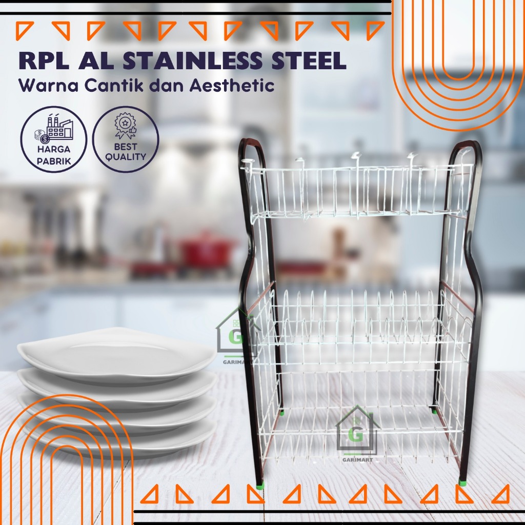 Jual RAK PIRING ALUMUNIUM - Rak Piring Kecil Serbaguna RPL Susun 3 Anti ...