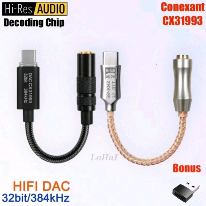 Jual ALAC Kabel USB DAC 32Bit/384kHz Type C ke 3.5mm Adaptor HIFI DAC CX31993 Chip CX-PRO ...