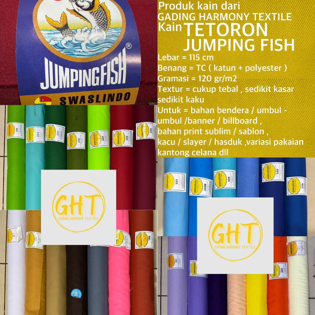 Jual ( per 25 cm ) kain TETORON JUMPING FISH lebar 115 cm sari warna TC ...