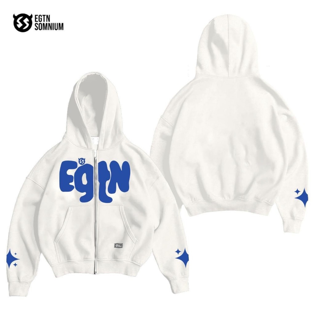 Jual Hoodie Zipper Boxy Broken White Egtn Blue Star Pria Dan Wanita ...
