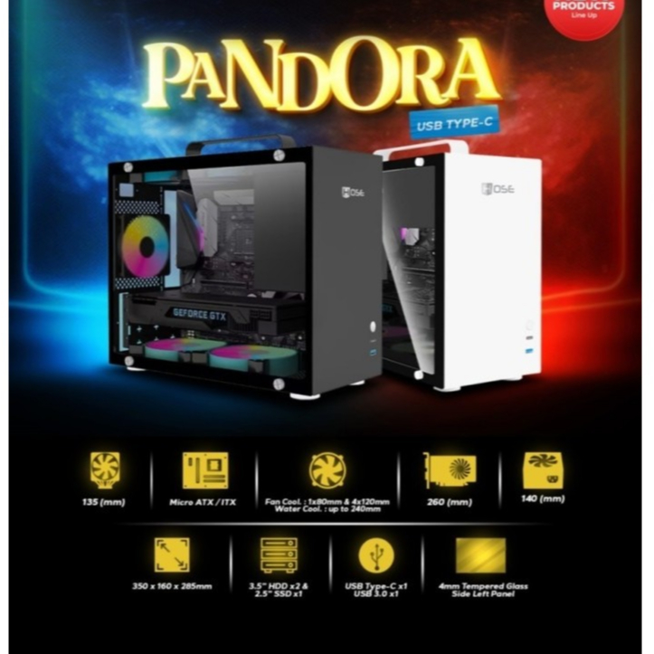 Jual PC Case Gaming Hose Pandora Casing M-ATX Tempered Glass | Shopee ...