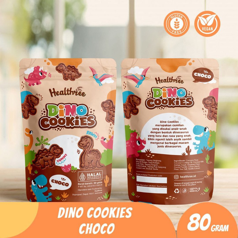 Jual Dino Cookies Vegan Gluten Free | Vanilla Milk & Choco | Shopee Indonesia