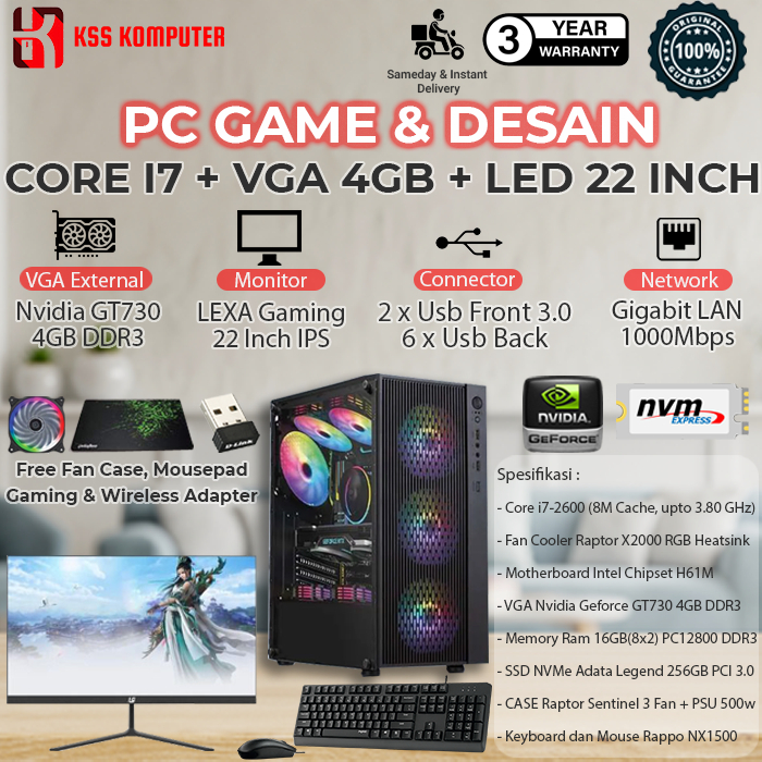 Jual [Baru]Komputer / PC Rakitan Core i7 + VGA Ext Plus Monitor Siap Gaming | Shopee Indonesia