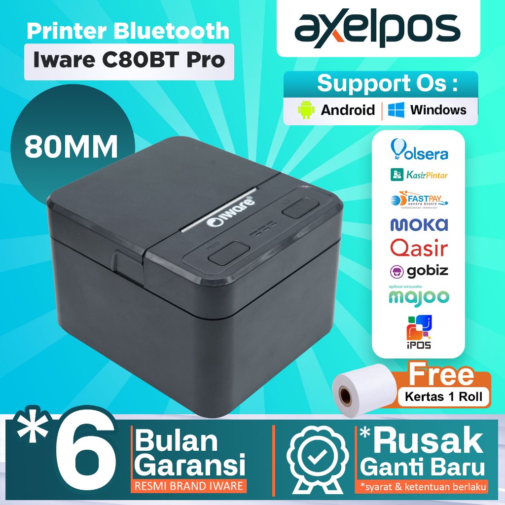 Jual Printer Bluetooth Thermal Kasir Iware C80BT Pro Multi Connect ...