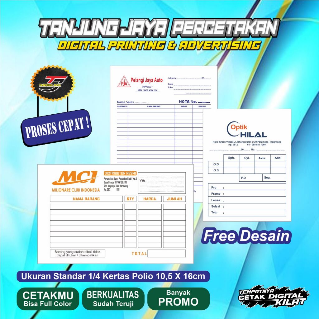 Jual Cetak Nota Pembelian Custom 2 Ply Nama Usaha Yoko sendiri ukuran ...