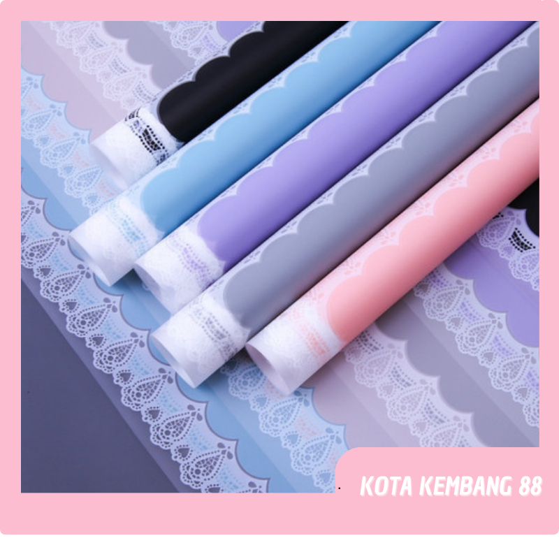 Jual 20 LEMBAR Flower Wrapping Paper Motif Renda Lace Border Cellophane ...