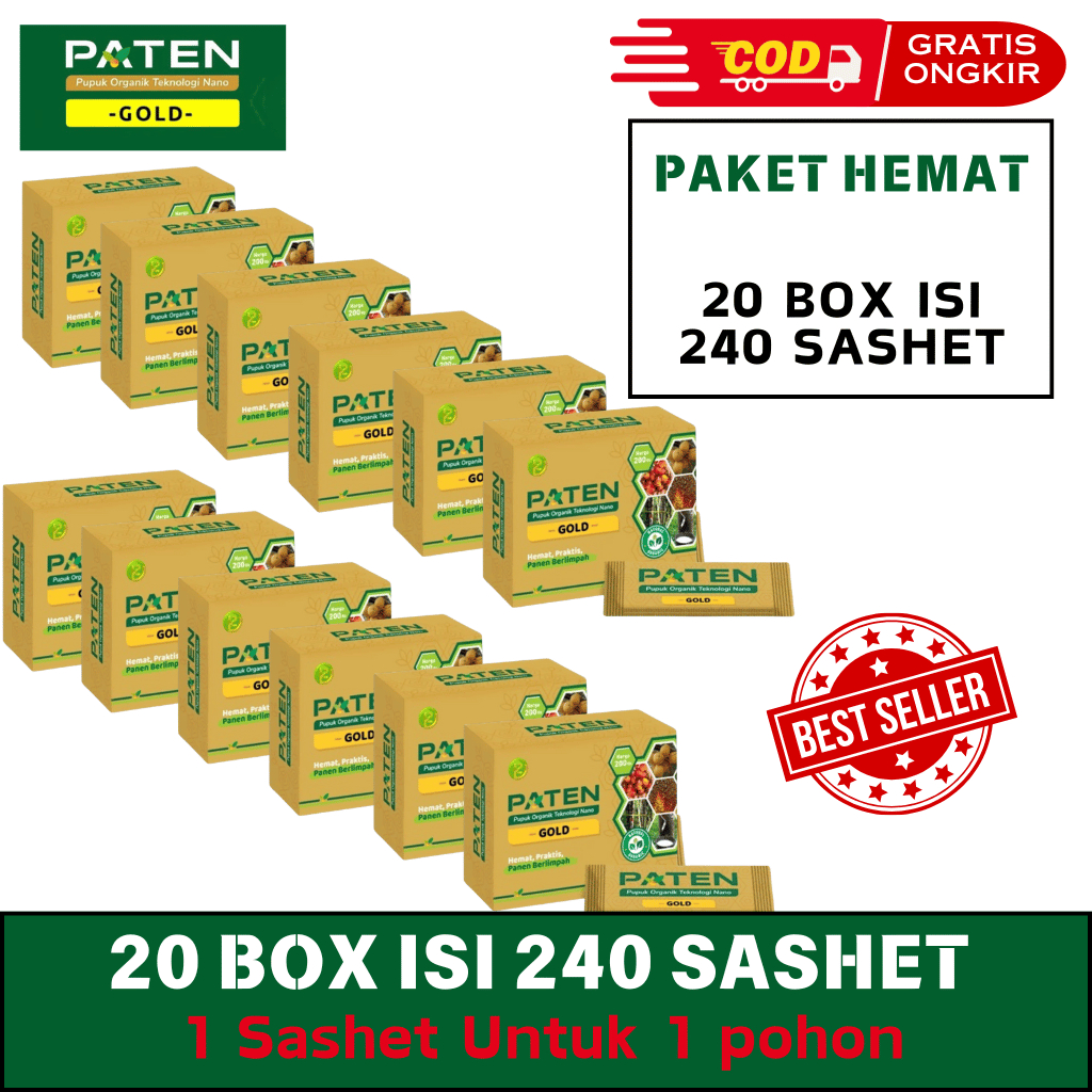 Jual Pupuk Paten Gold Paket Hemat 20 Box (Isi 12 Sachet/Box @25ml ...