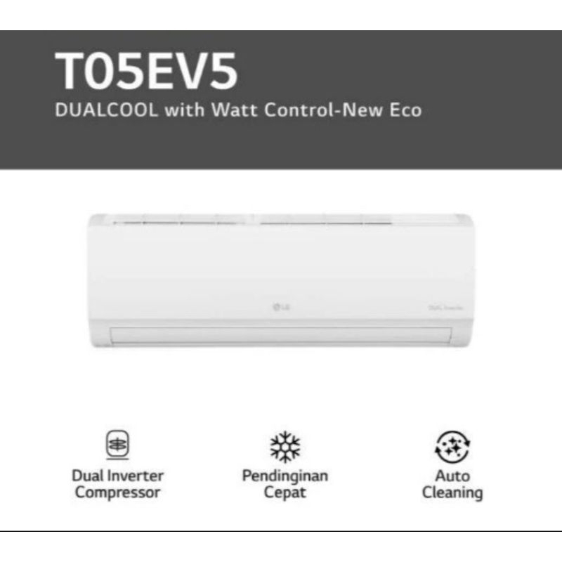Jual AC LG T05EV5 DUAL INVERTER 1/2pk 0,5pk/AC SPLIT LG 1/2PK INVERTER ...