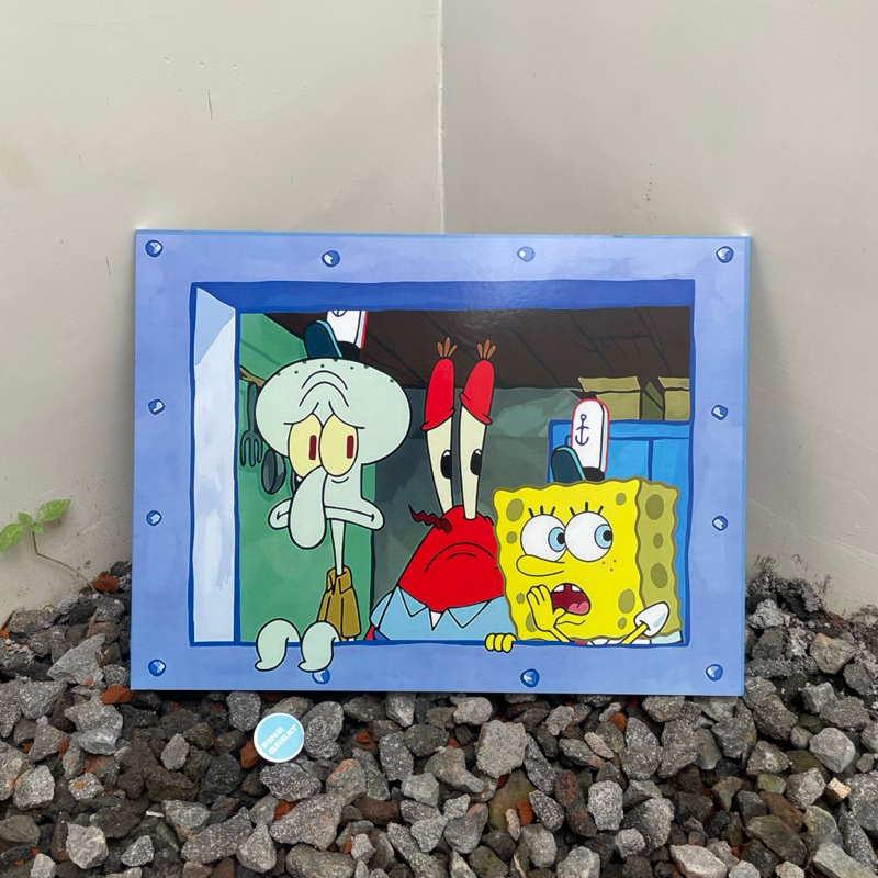Jual Pajangan stiker dinding jendela spongebob squidward MDF 30x40 cm ...