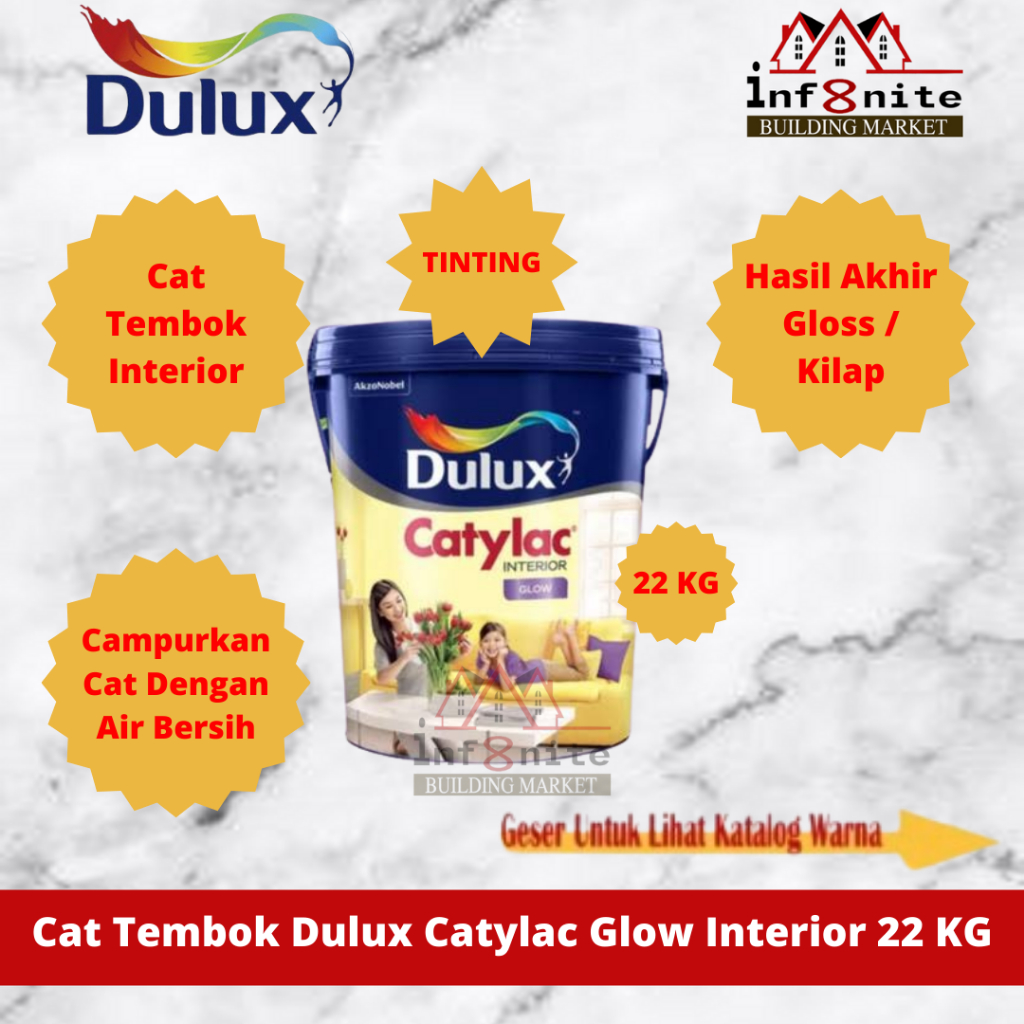 Jual Cat Tembok Tinting Dulux Catylac Glow Interior 22 KG Cat Plafon ...