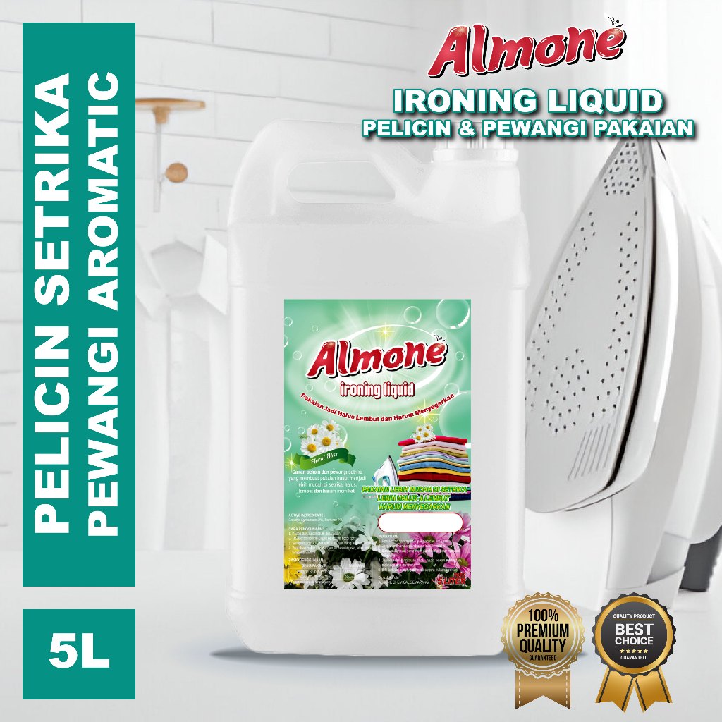 Jual Pelicin Setrika Pakaian Pewangi Laundry ALMONE Ironing Liquid 5 ...