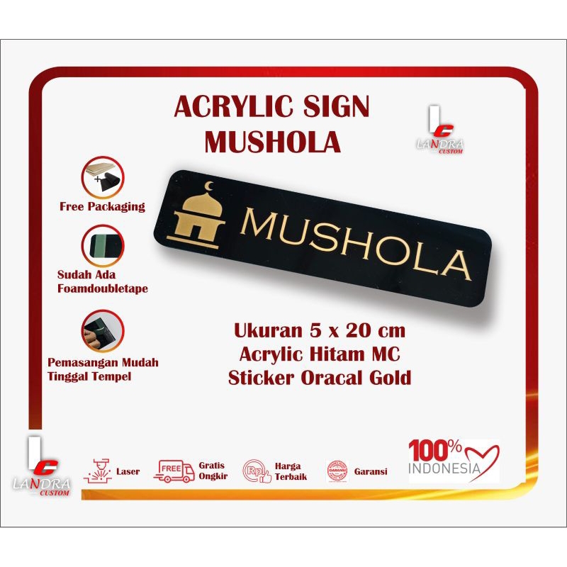 Jual Acrylic sign mushola / Akrilik Tinggal Tempel / Signage / Papan ...