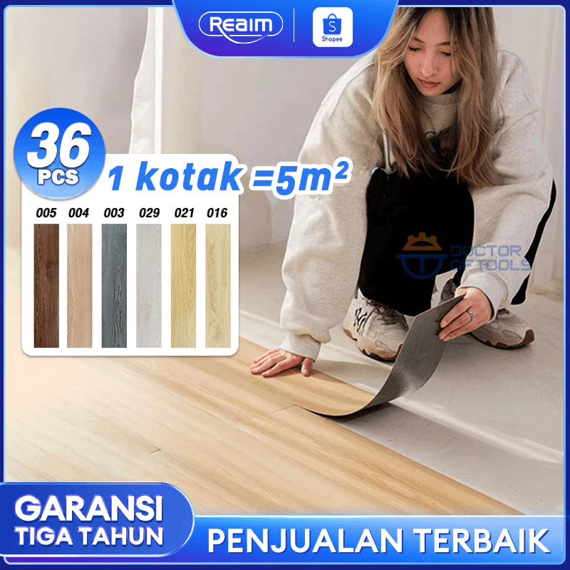 Jual Sticker Vinyl Lantai Motif Kayu Premium 2mm Tebal 36 PCS Ukuran 91.4cm x15.2cm High Quality ...