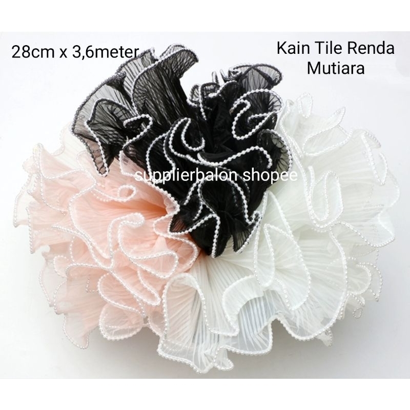 Jual Kain Tile Renda Mutiara 28cm x 3,6meter Korean Lace flower ...