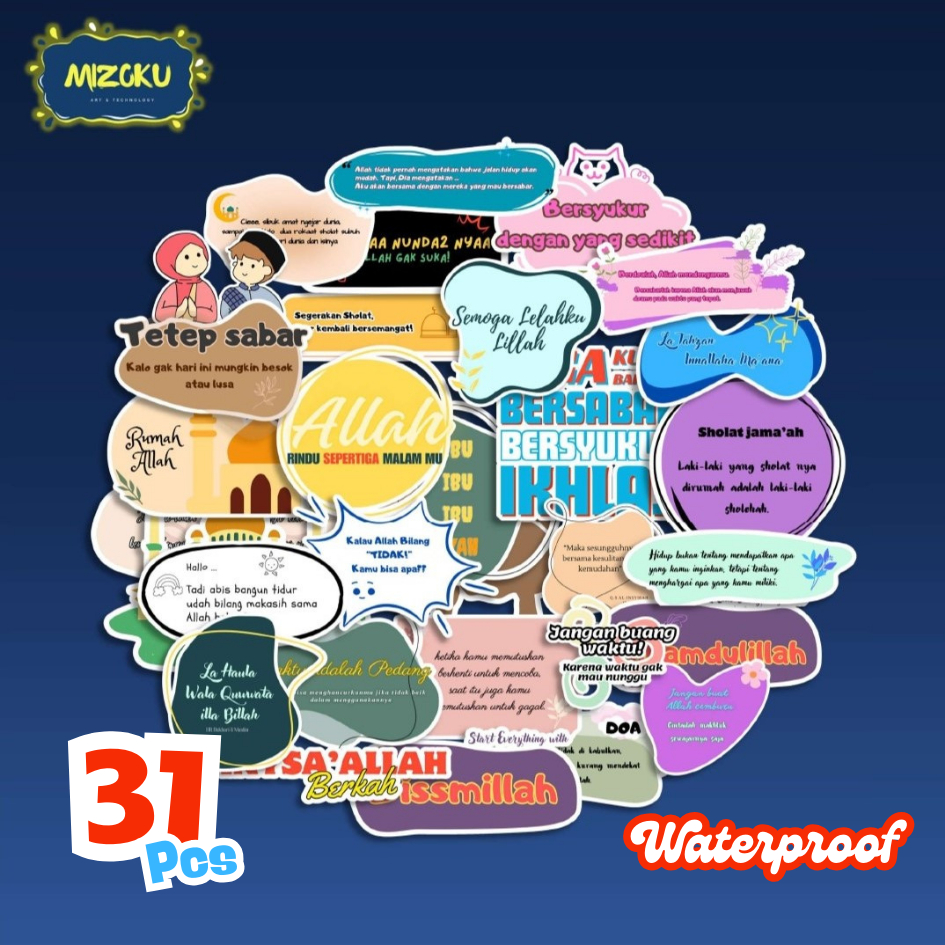 Jual STICKER PACK ANTI AIR QUOTES KATA ISLAMI UNTUK TUMBLER | HP ...