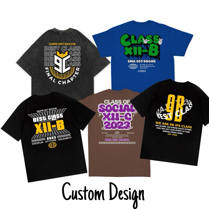 Jual Kaos Sablon Custom Kelas Sekolah Custom Desain Request Nama Kelas Bahan Tebal Cotton Combed ...