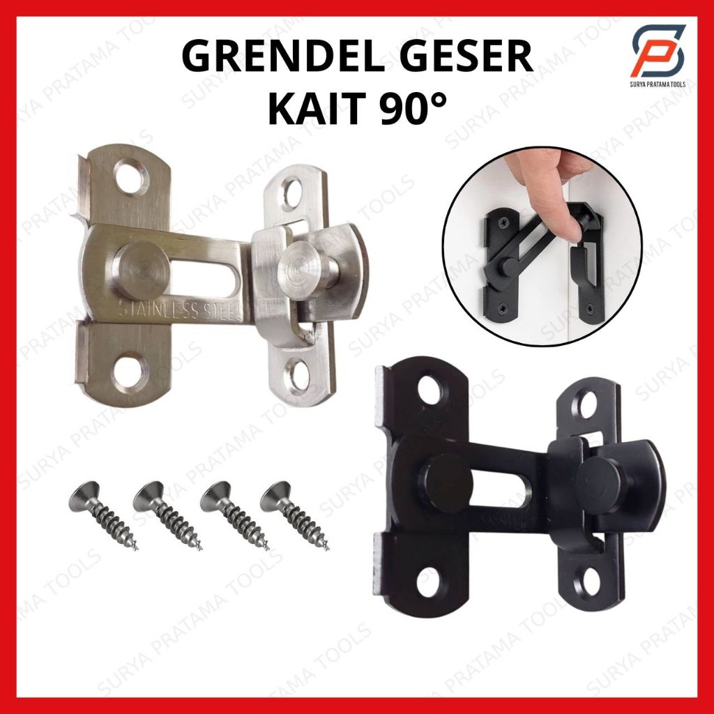 Jual Grendel Pintu Geser Slot Pintu 90 Derajat Hitam Satin Gerendel ...