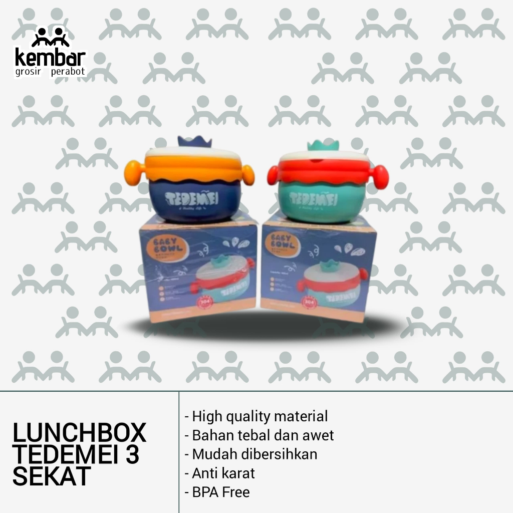 Jual ( BISA COD ) KOTAK MAKAN TEDEMEI 3 SEKAT Free Sticker / MANGKUK ...