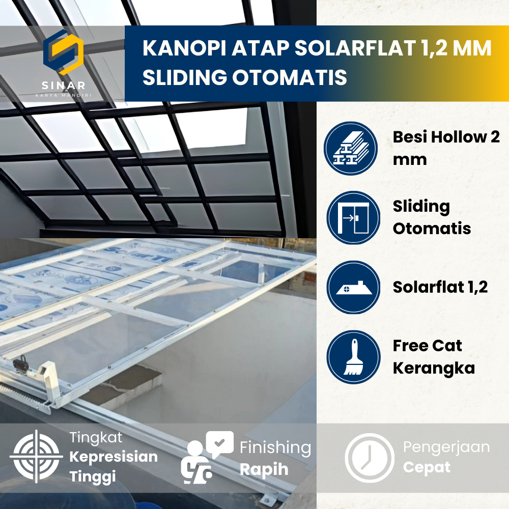 Jual Kanopi Buka Tutup Otomatis/Kanopi Atap Solarflat 1,2 mm Sliding ...